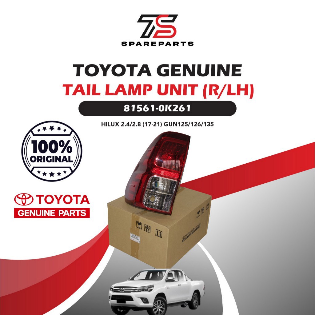 Toyota Tail Lamp Unit R/LH 81561-0K261 Hilux GUN125/126/135 (1pcs ...