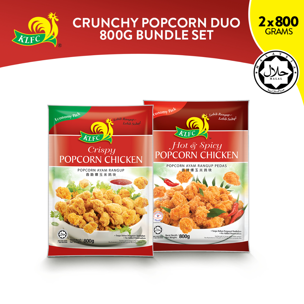 [Klang Valley Only] KLFC Crunchy Popcorn Duo 800g Bundle Set | Shopee ...