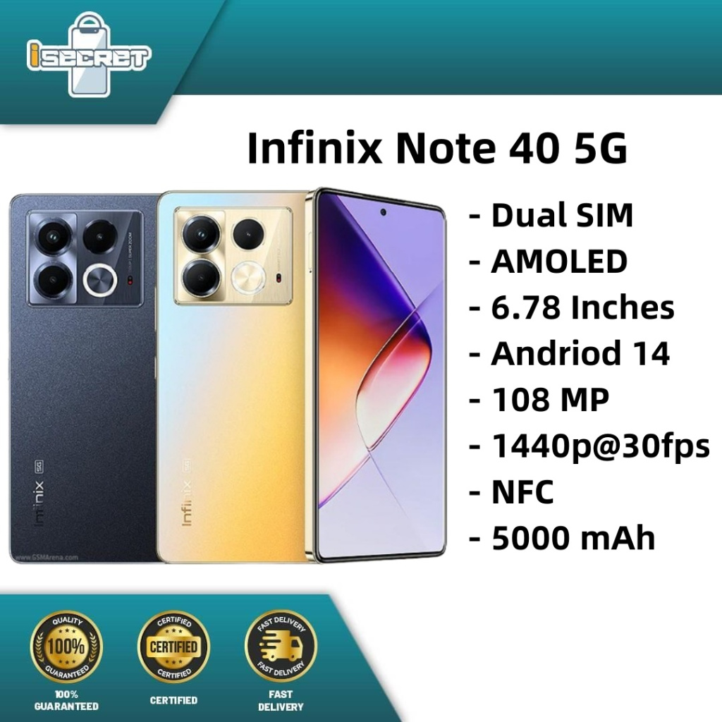 Malaysia Set Infinix Note 40 5G ( 12GB RAM+512GB ROM ) AMOLED 6.78 ...