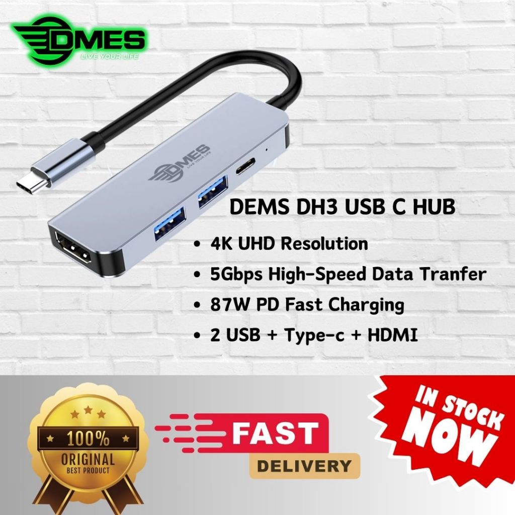 Dmes DH3 USB C Hub 4 in 1 Type C to 4K HDMI PD USB 3.0 Adapter Docking Station For Macbook Pro ...
