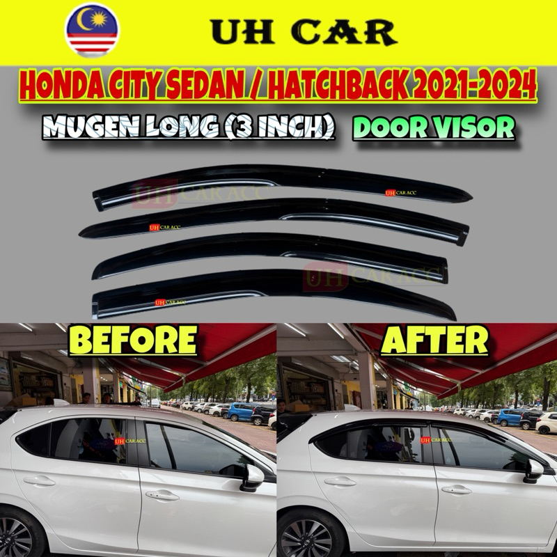 (MUGEN LONG) (3 INCH) Honda City GN GN2 Sedan Hatchback Facelift Mugen Door Visor Sun Visor Air ...