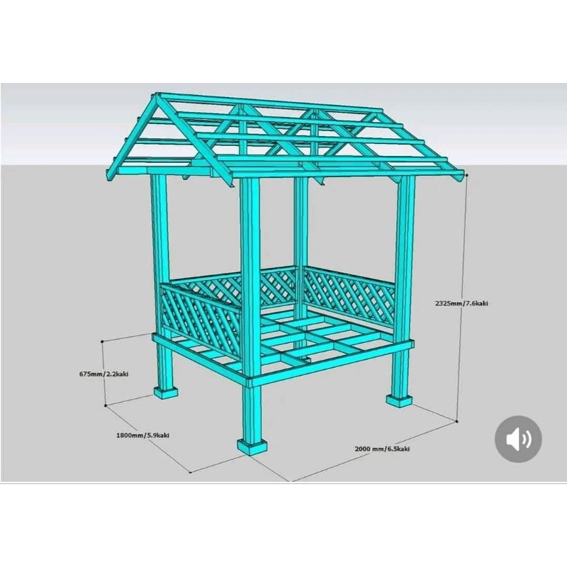 Pelan Gazebo DIY Guna besi Chanel, Buat Sendiri PDF & Gambar detail ...