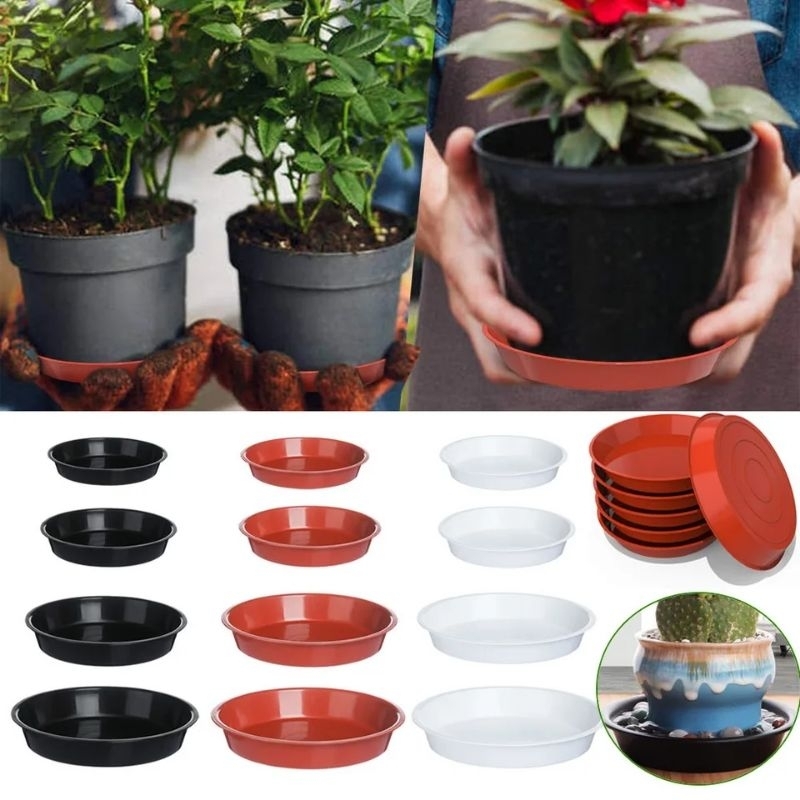 [9cm-24cm] Round Plastic Flower Pot Tray Base Plant Saucer | Lapik Pasu ...