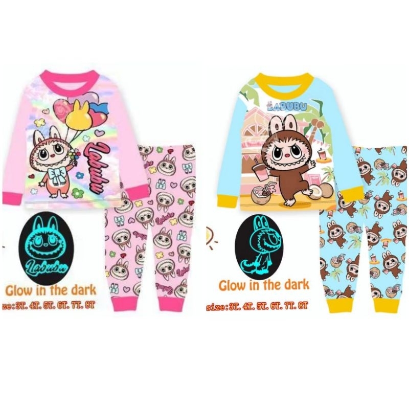 Cuddle Me Pyjamas Glow in The Dark LABUBU Sleepwear Kids | Shopee Malaysia