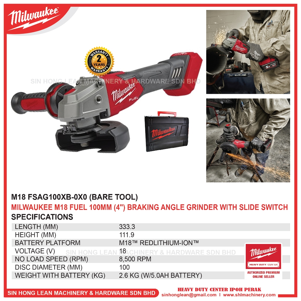 MILWAUKEE M18 FSAG100XB-0X0 (BARE TOOL) M18 FUEL 100mm (4") Braking ...