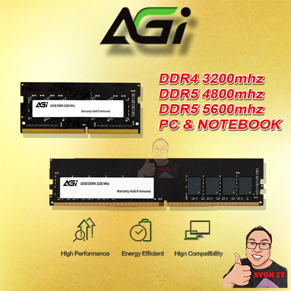 AGI DESKTOP PC (DIMM) / LAPTOP NOTEBOOK (SODIMM) 3200 4800 5600 CL Mhz ...
