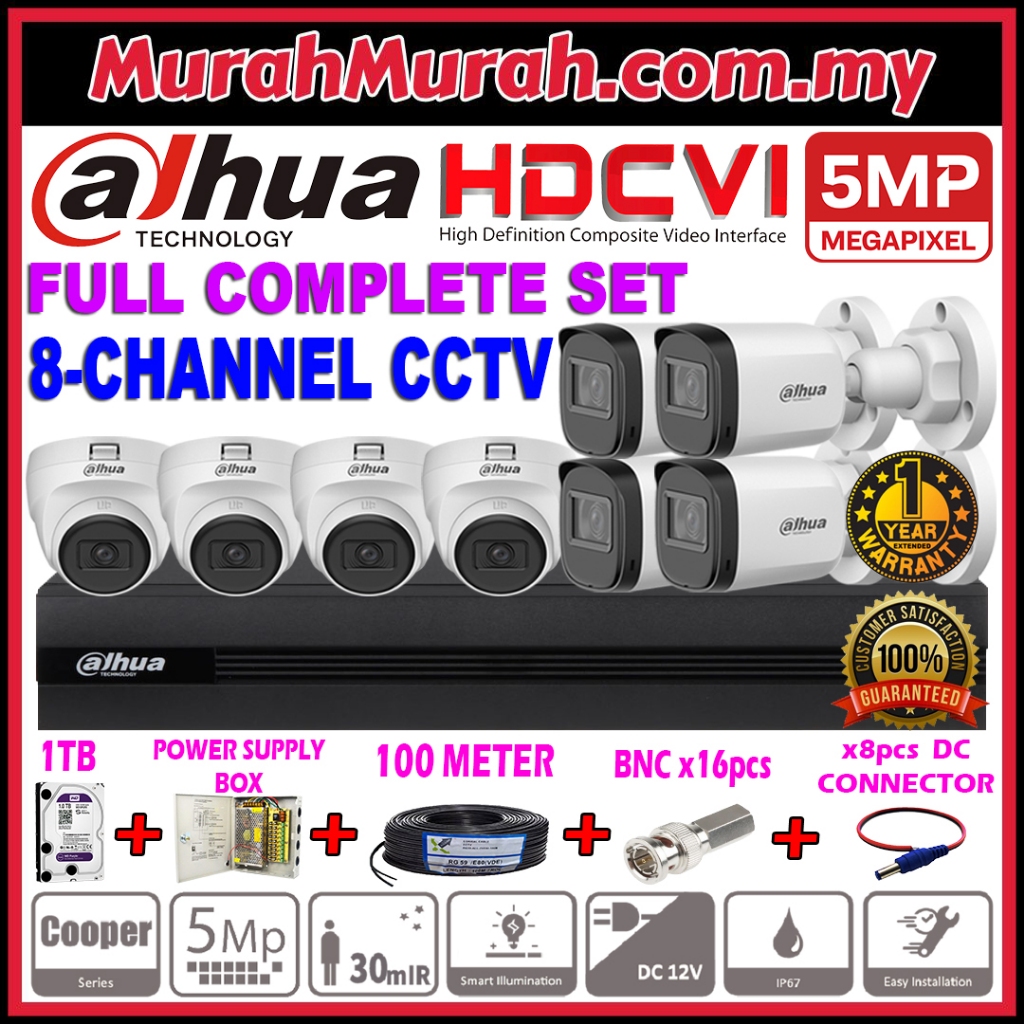 DAHUA 5MP Full Complete Set 8-CHANNEL HD 1080P CCTV 8CH DVR + Camera ...