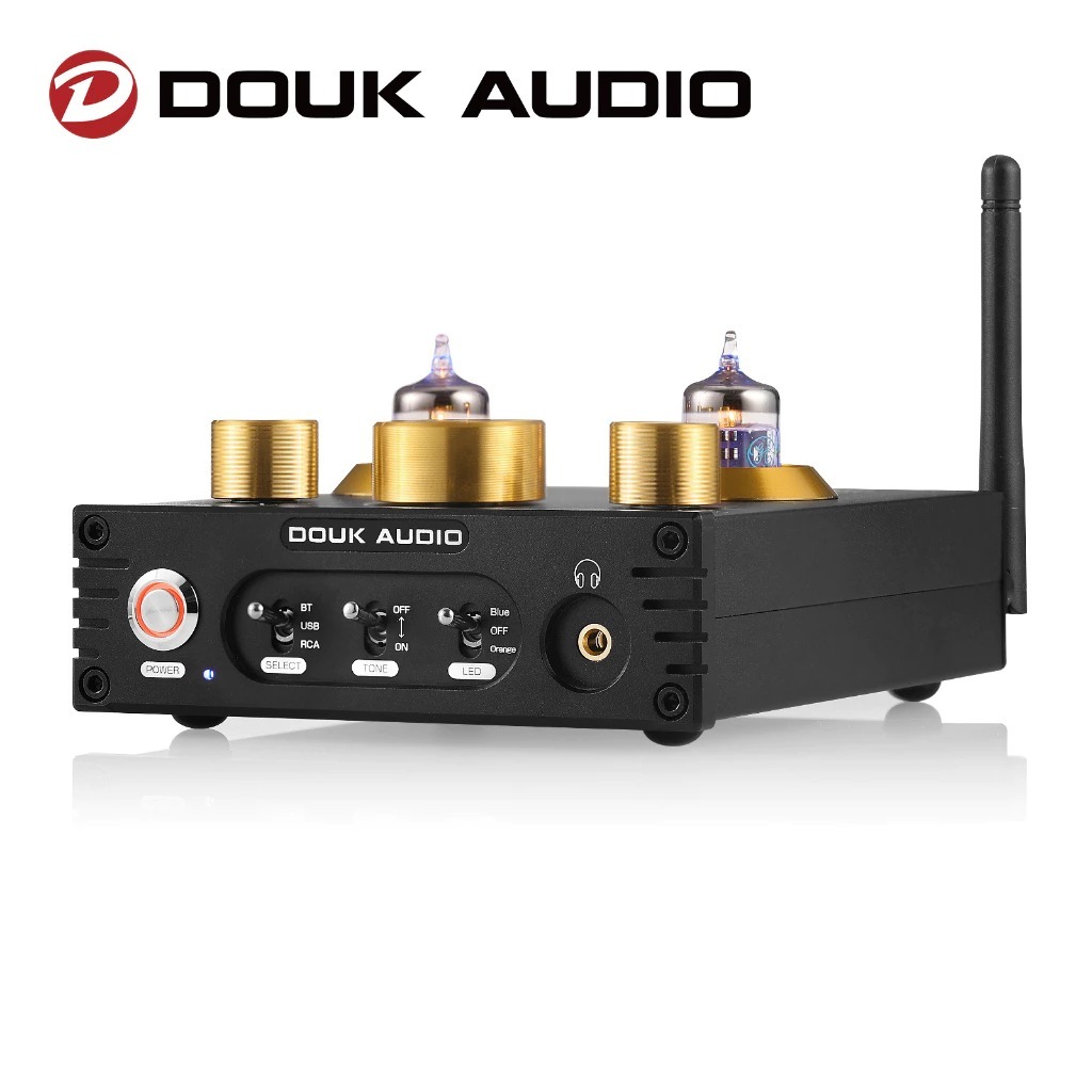 Douk Audio P1 HiFi JAN 5654 Vacuum Tube Preamp Bluetooth 5.0 Audio Receiver USB DAC Headphone ...