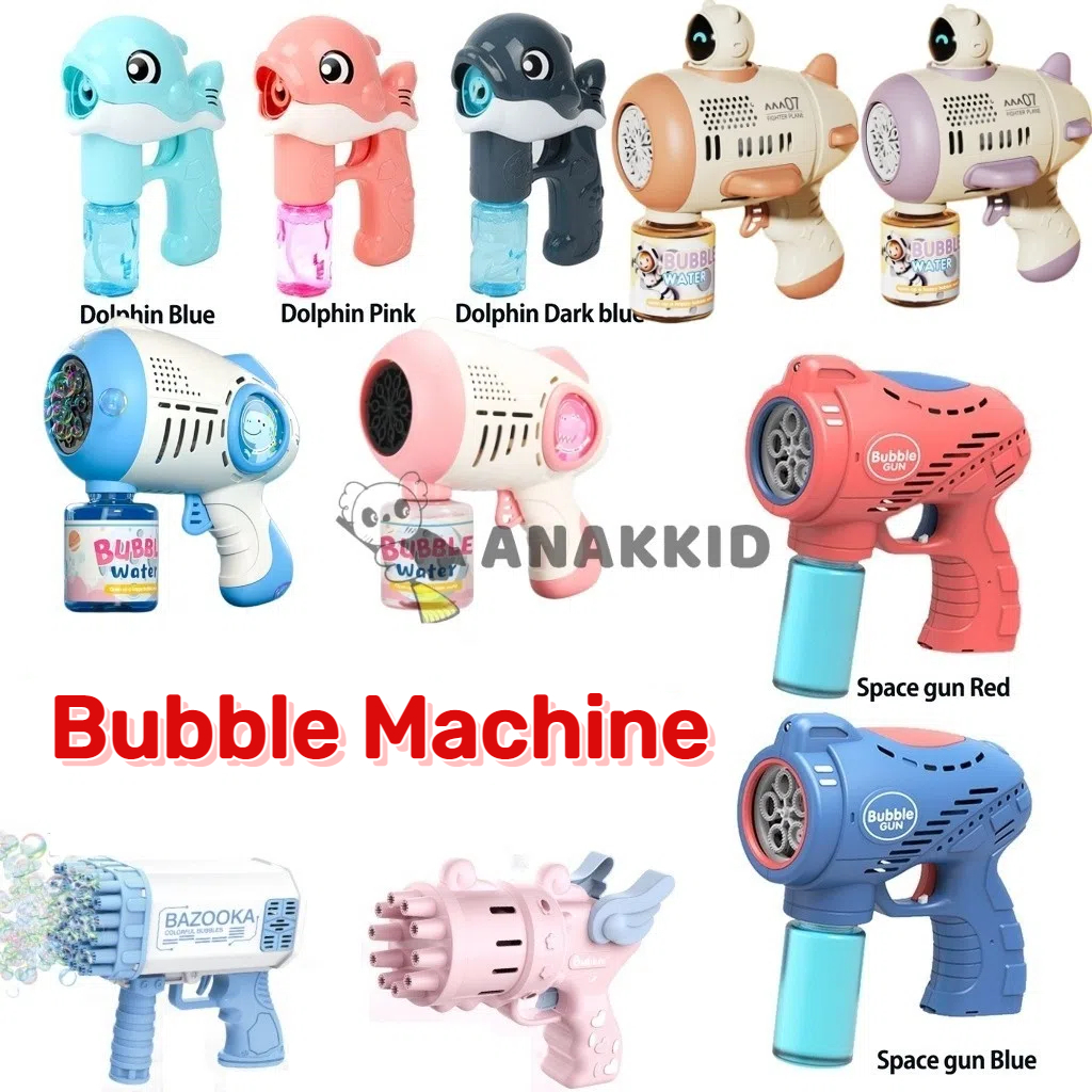 MY AnakKid Kid's Bubble Machine Set Automatic Blowing Bubble Gun Toy with LED Light Music ...
