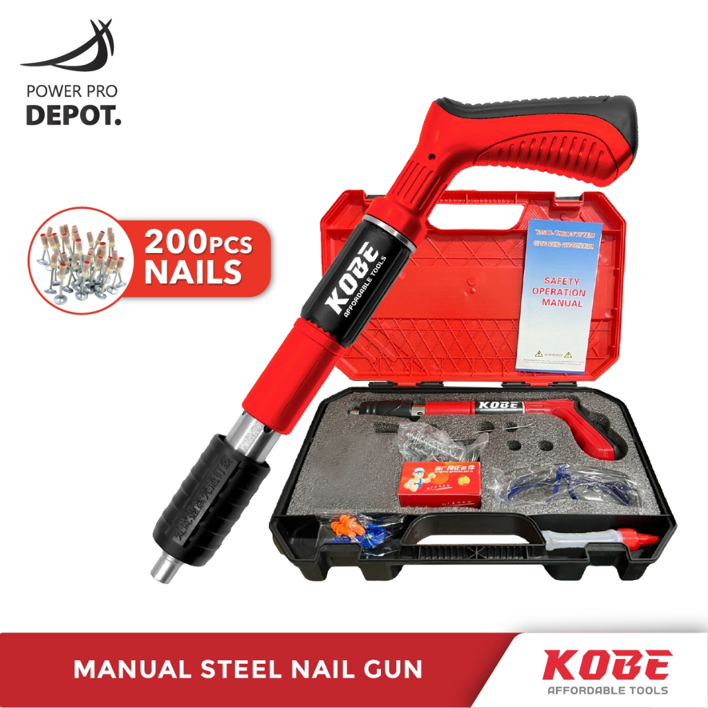 (Free 200pcs Nails) Kobe Manual Steel Nail Gun Concrete Rivet Tool ...