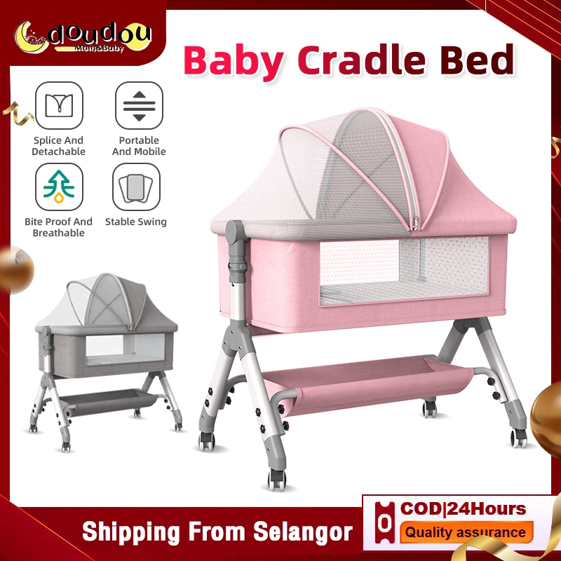 Baby Cot Bed baby side bed Folding Baby Cradle Bed Portable Cotton Crib ...
