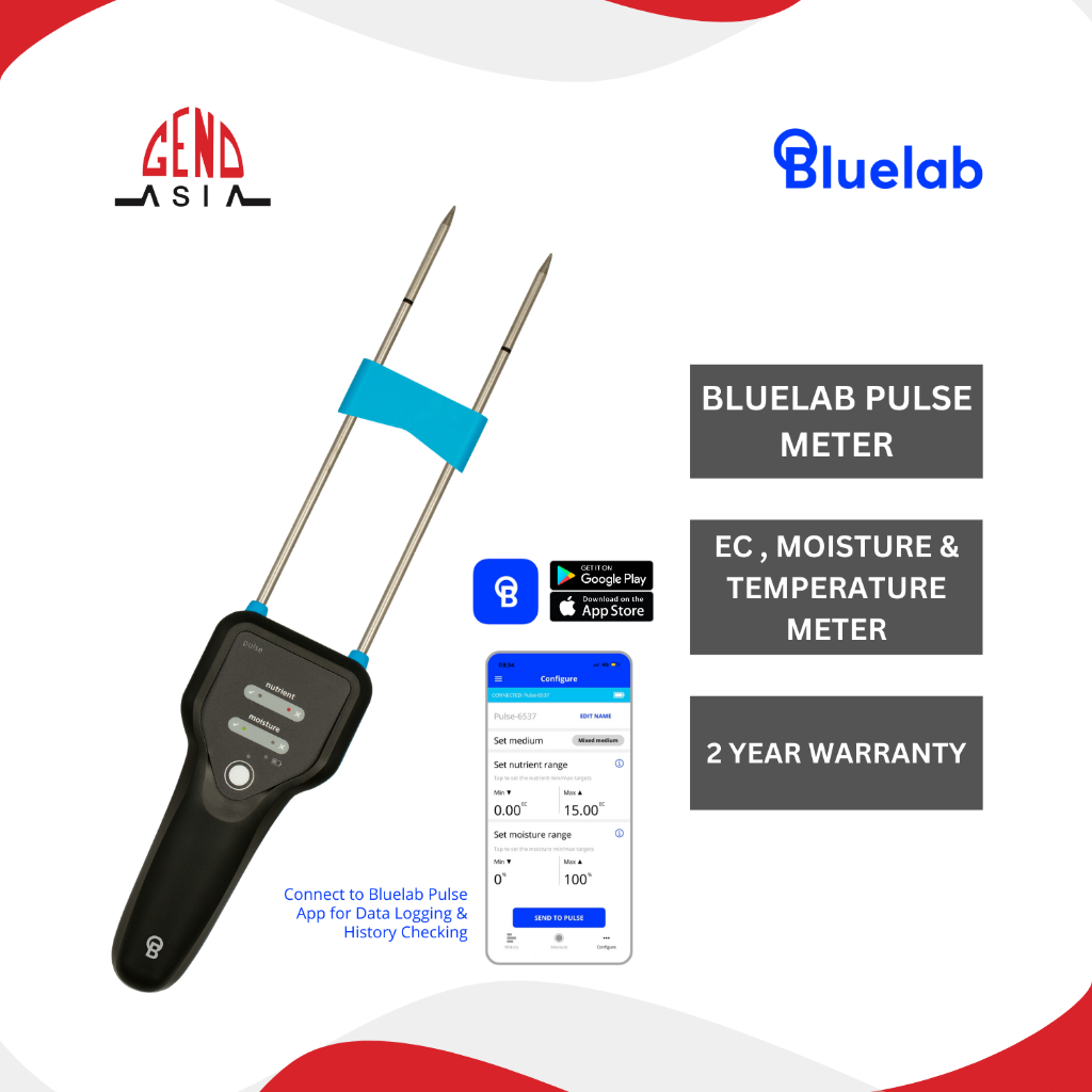 Bluelab Pulse Multimedia EC/MC Meter ( Measure in any Substrate & Soil ...