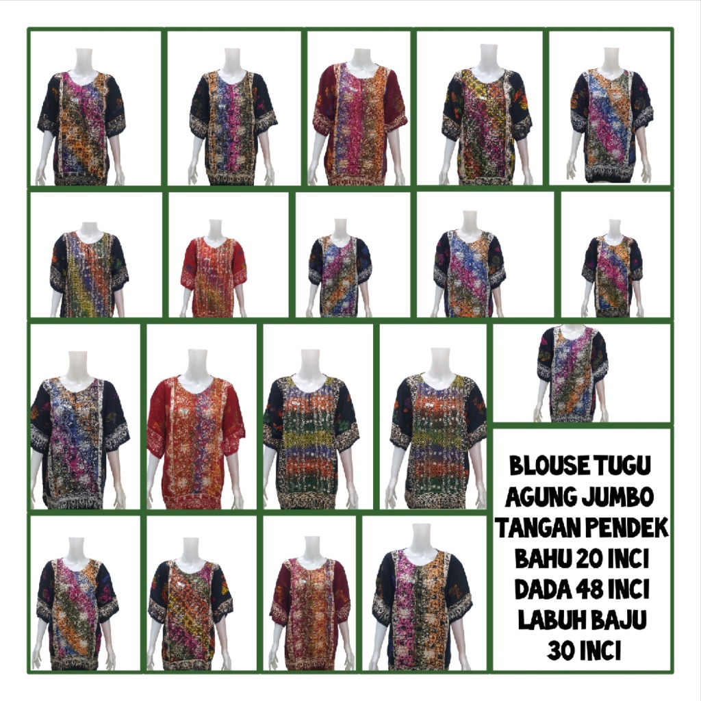 BLOUSE BATIK TUGU AGUNG JUMBO TANGAN PENDEK (UNISEX) | Shopee Malaysia