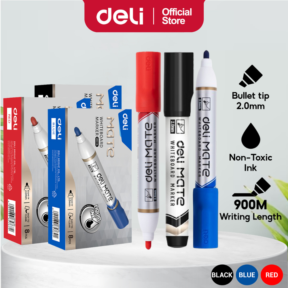 Deli MATE Whiteboard Marker Pen Papan Tulis Maker Papan Putih Alat ...