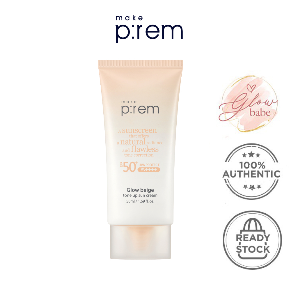 Make Prem UV Defense Me. Glow Beige Tone Up Sun Cream 50ml | Shopee Malaysia