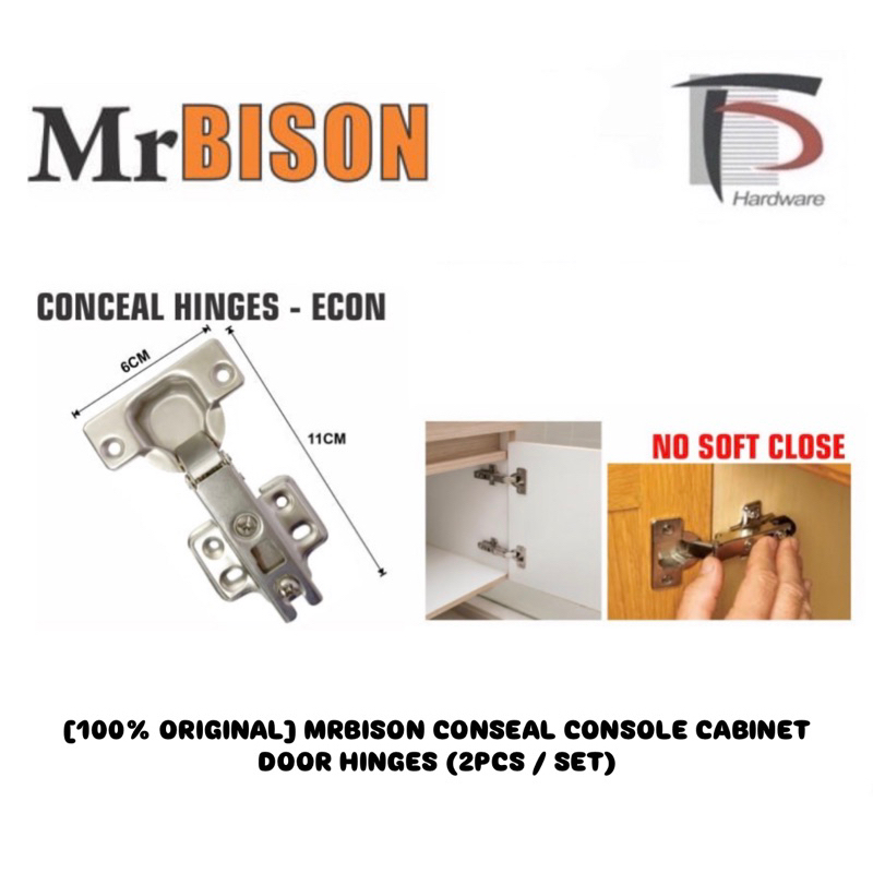 [100% ORIGINAL] MRBISON CONSEAL CONSOLE CABINET DOOR HINGES (2PCS / SET ...