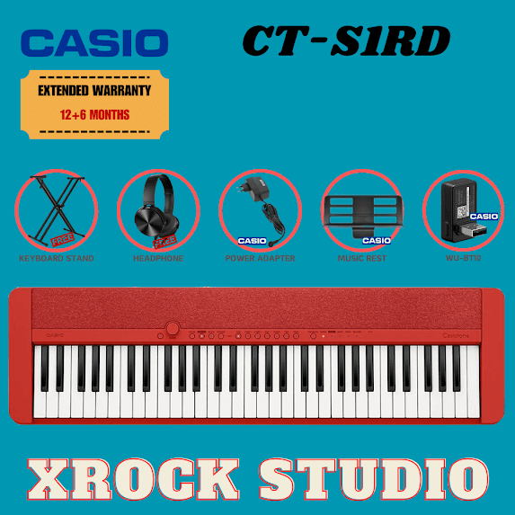 Casio CT-S1 61-key Portable Keyboard w/Keyboard Stand And WU-BT10 ...