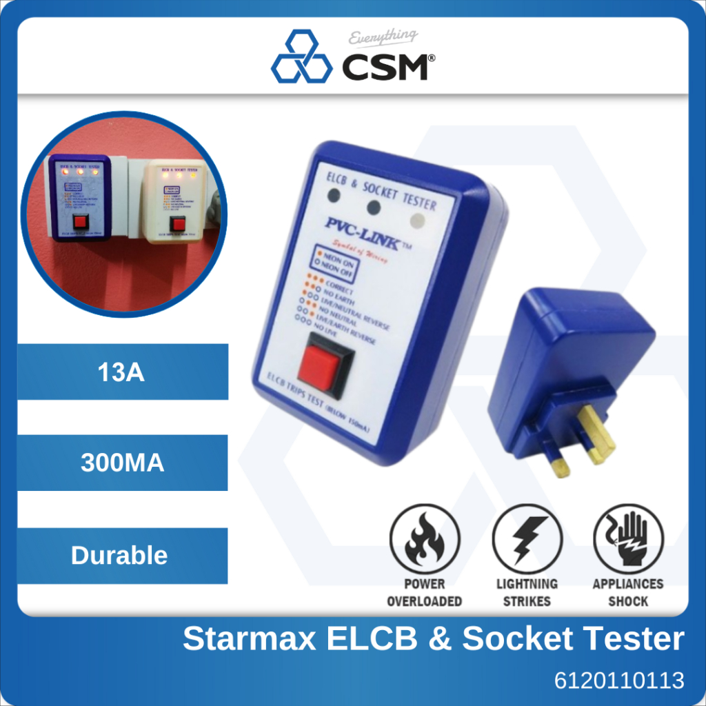 Starmax SM-ES1630 13A 300MA ELCB & Socket Tester | Shopee Malaysia