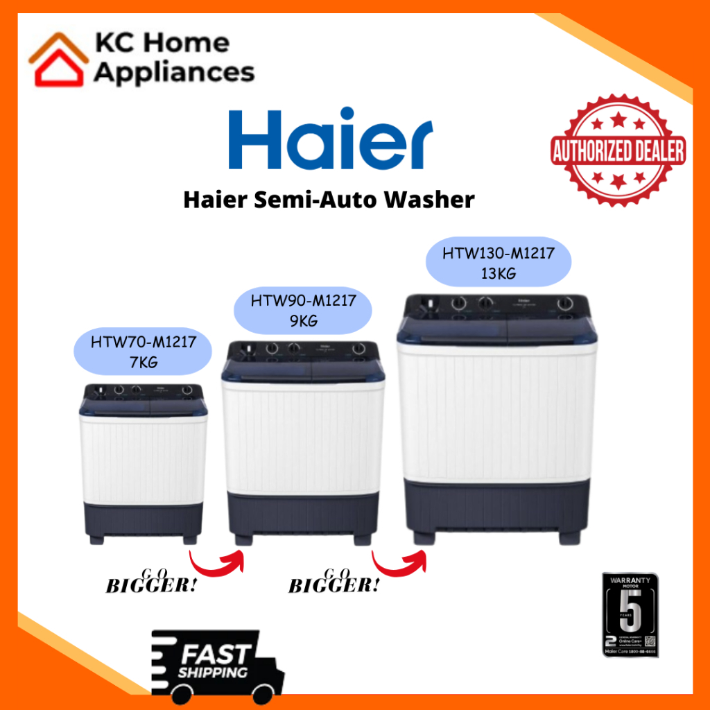 Haier 7KG/9KG/13KG Semi Auto Washing Machine | HTW70-M1217 / HTW90 ...
