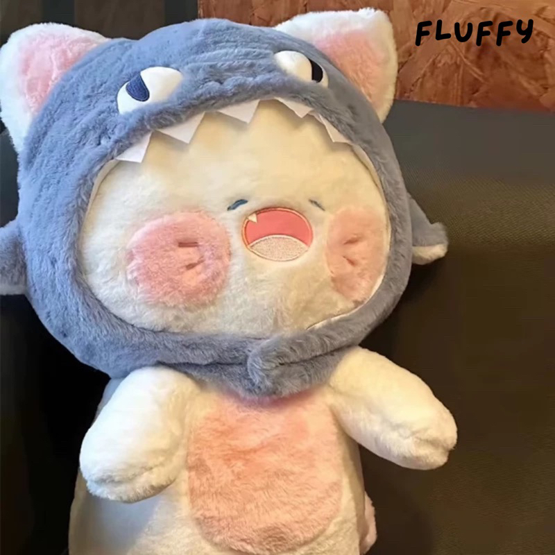 Cute Shark Cat Meow Meow Fluffy Soft Toy Birthday Gift Anak Patung ...