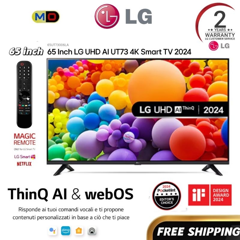 [NEW] LG 65" 4K UHD Smart TV with AI ThinQ 65UT7350PSB | AI Sound | Wi ...