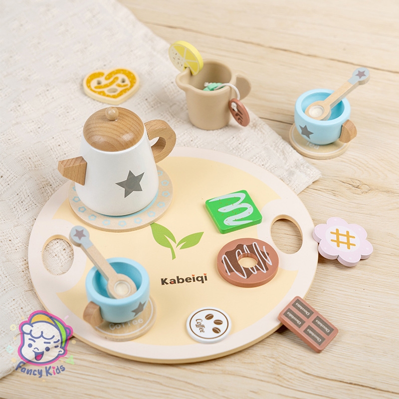 Wooden Afternoon Teapot Set Toys/Kids Pretend Play Set/Role Play Tea ...