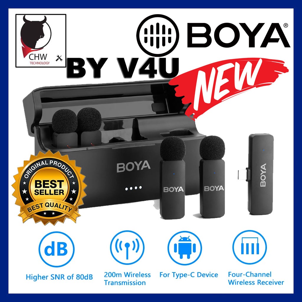 BOYA (BY-V4U) BYV4U 4 CHANNEL MINI WIRELESS MICROPHONE SERIES TYPE C | Shopee Malaysia
