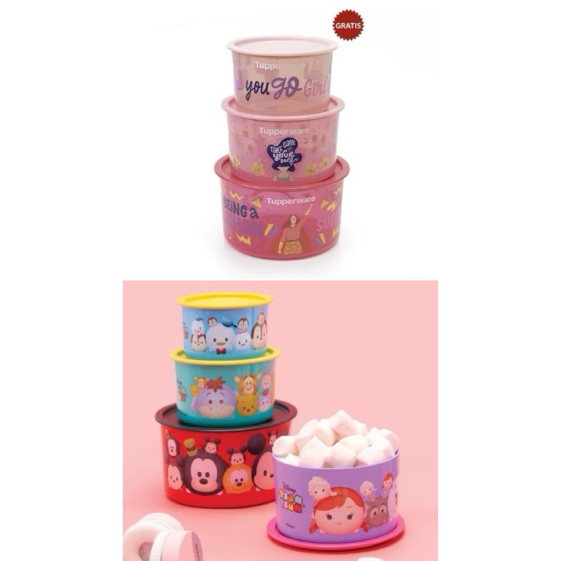 Tupperware Tsum Tsum/ Pink Canister set (4pcs) | Shopee Malaysia