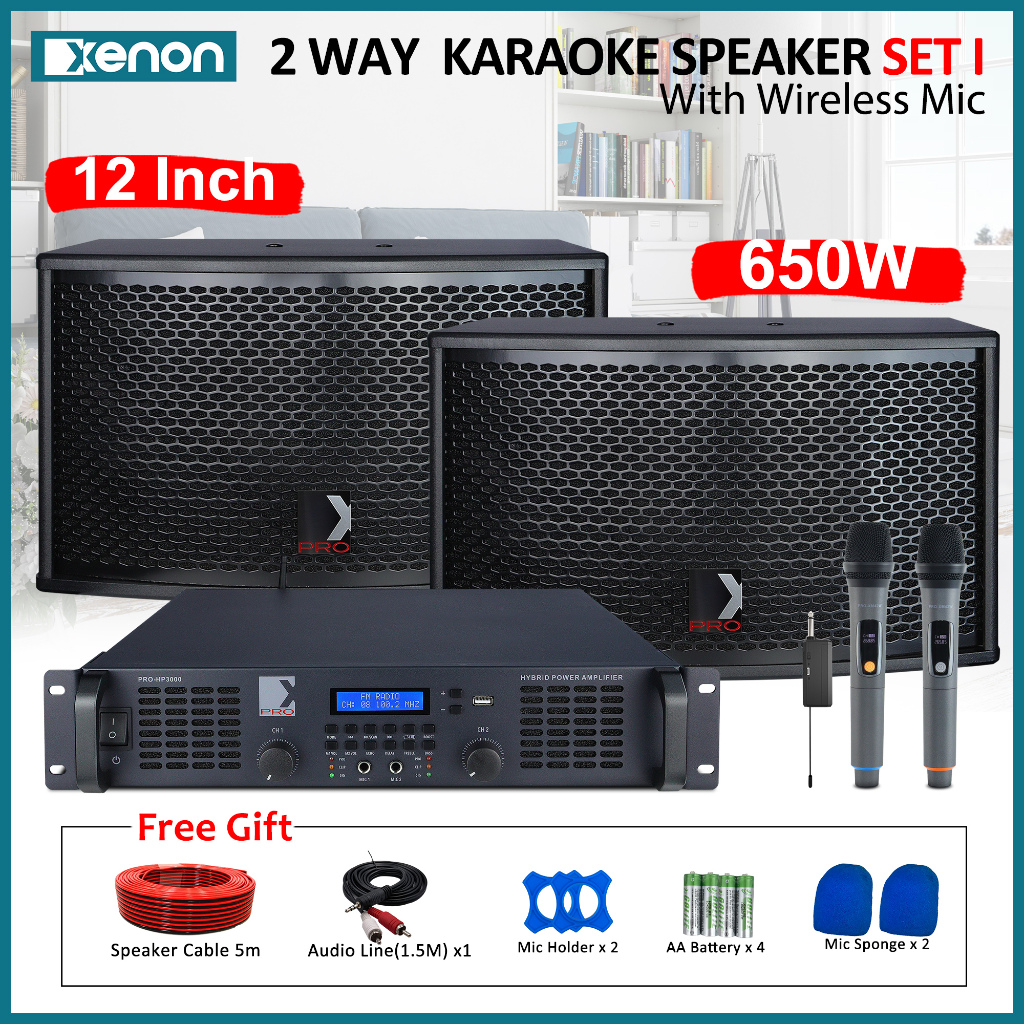 Xenon Karaoke Speaker Set 12 inch 2 Way Karaoker Speaker Full Set With ...