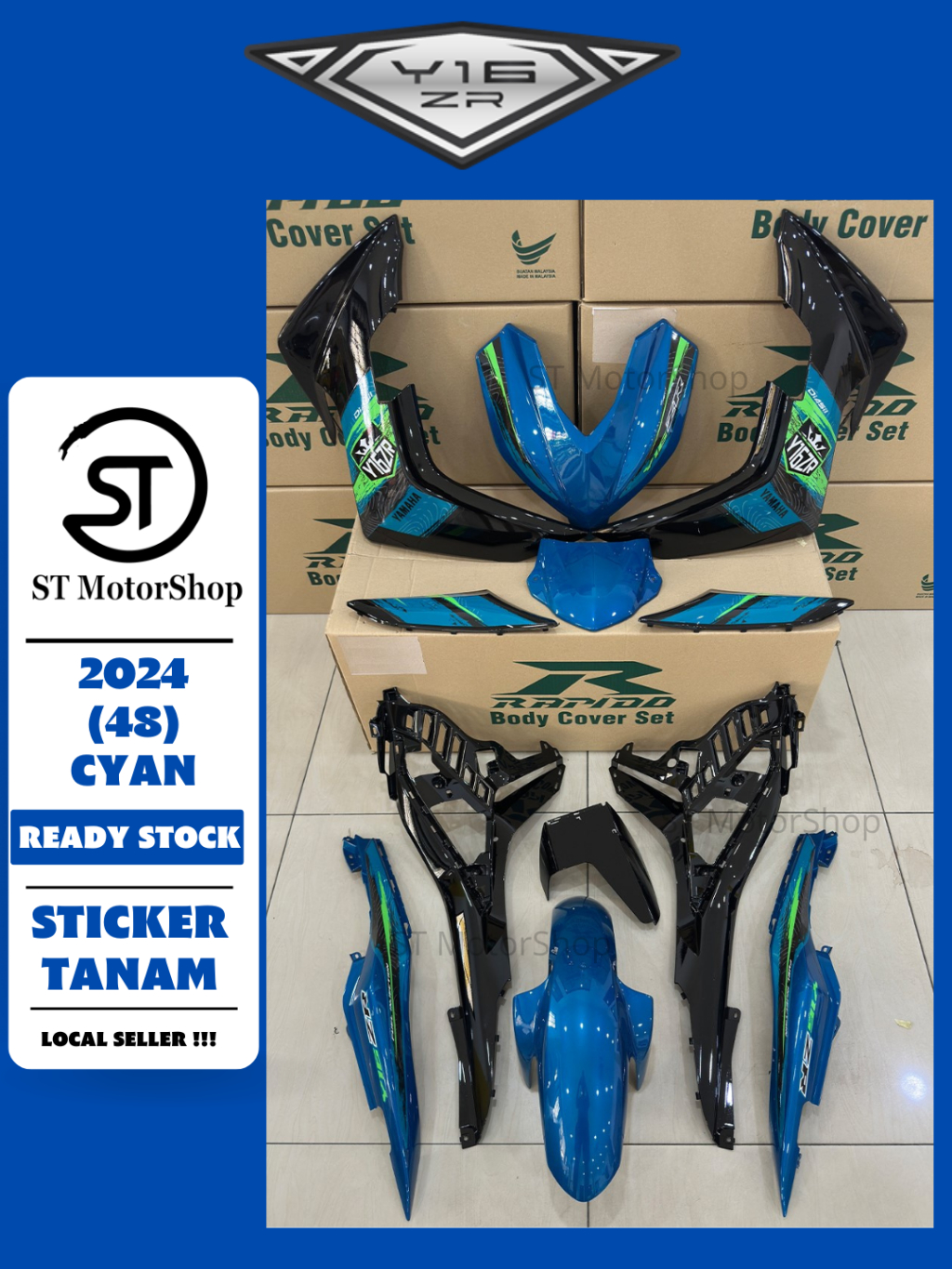 YAMAHA Y16 Y16zr 2024 (48) Cyan Red Blue Grey Cover Set RAPIDO Coverset ...