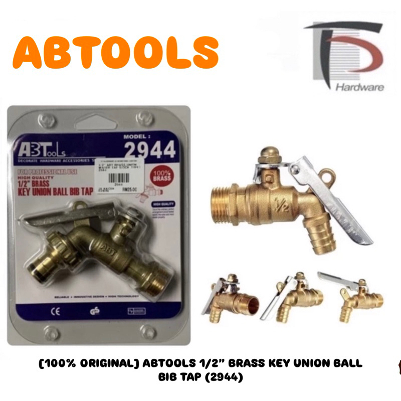 [100% ORIGINAL] ABTOOLS 1/2” BRASS KEY UNION BALL BIB TAP (2944 ...