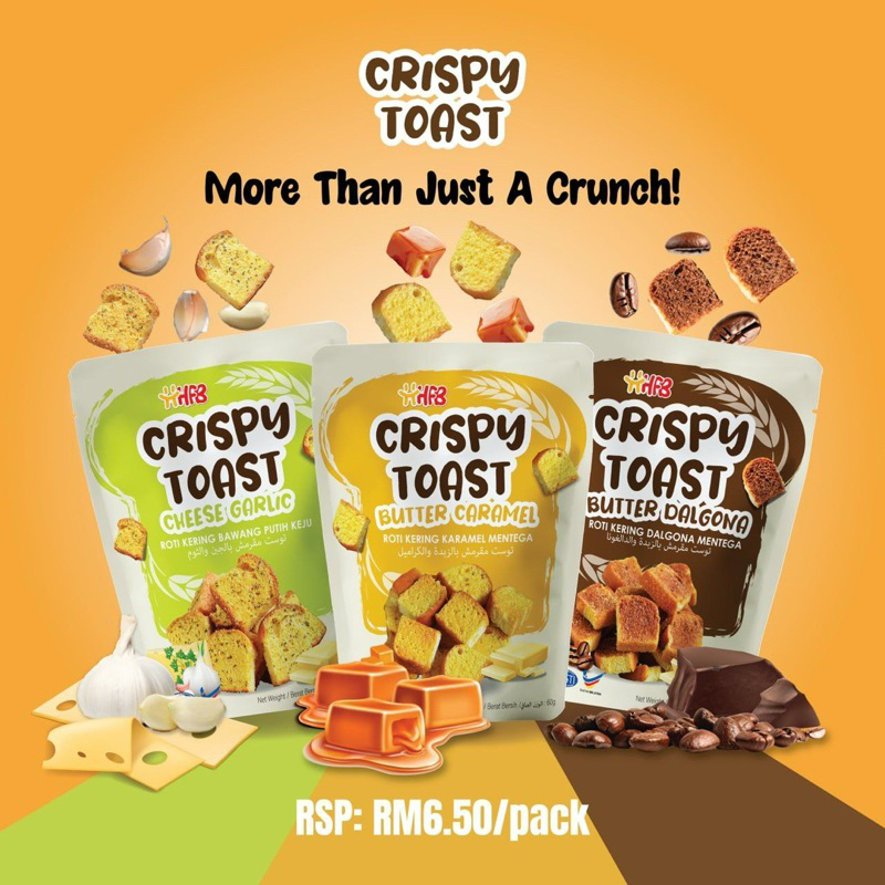 CRISPY TOAST 60g Cheese garlic Caramel | Shopee Malaysia