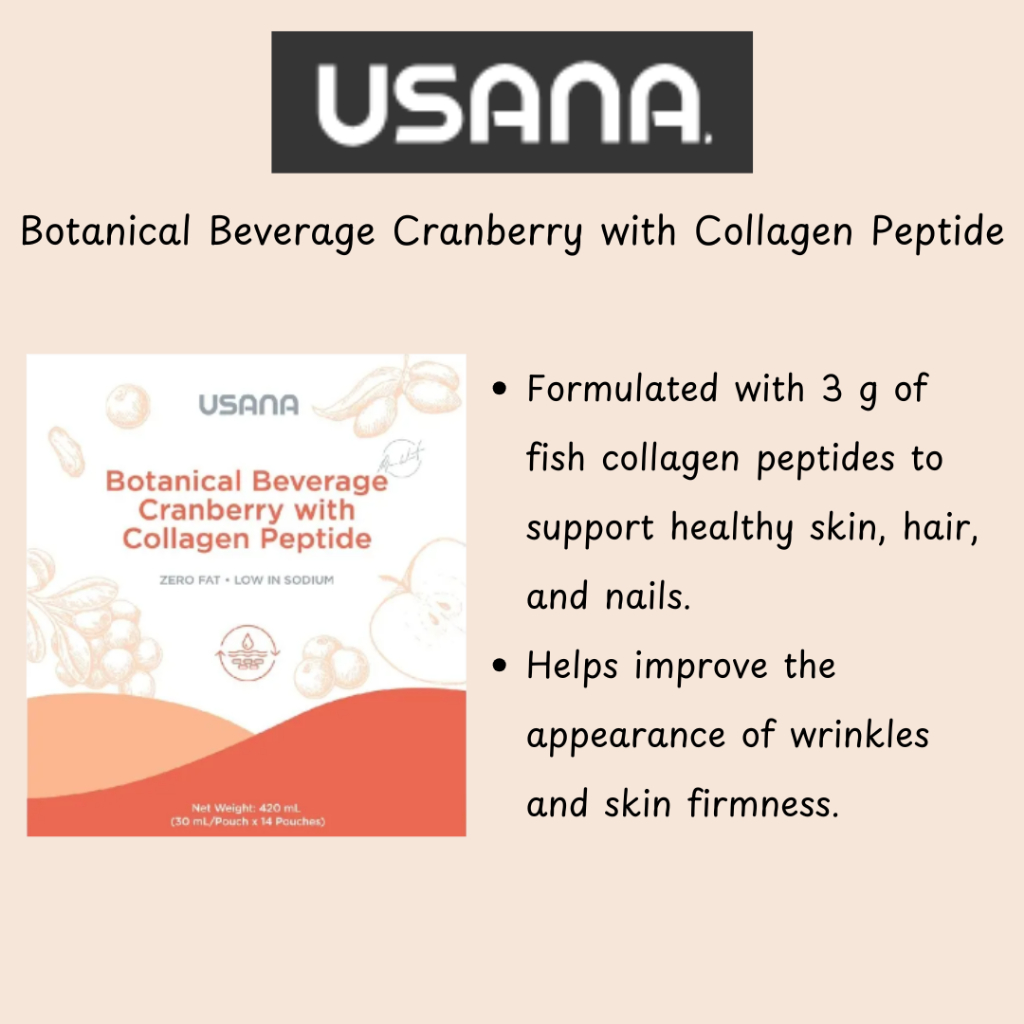 🔥 USANA BOTANICAL BEVERAGE CRANBERRY WITH COLLAGEN PEPTIDE 14 POUCHES ...
