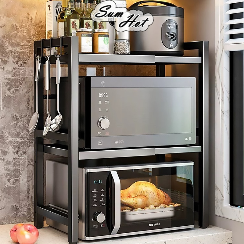 Rak Dapur Microwave Rack Oven Rak Kitchen Rack Stainless Steel Storage ...