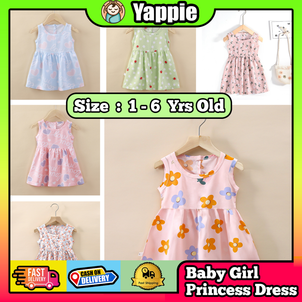 Budak Baju Perempuan Princess Dress Tanpa Lengan Baby Kids Girl ...