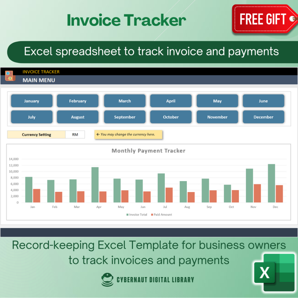 Excel Template - Invoice Tracker Template (Free 12-in-1 Bundle Excel ...
