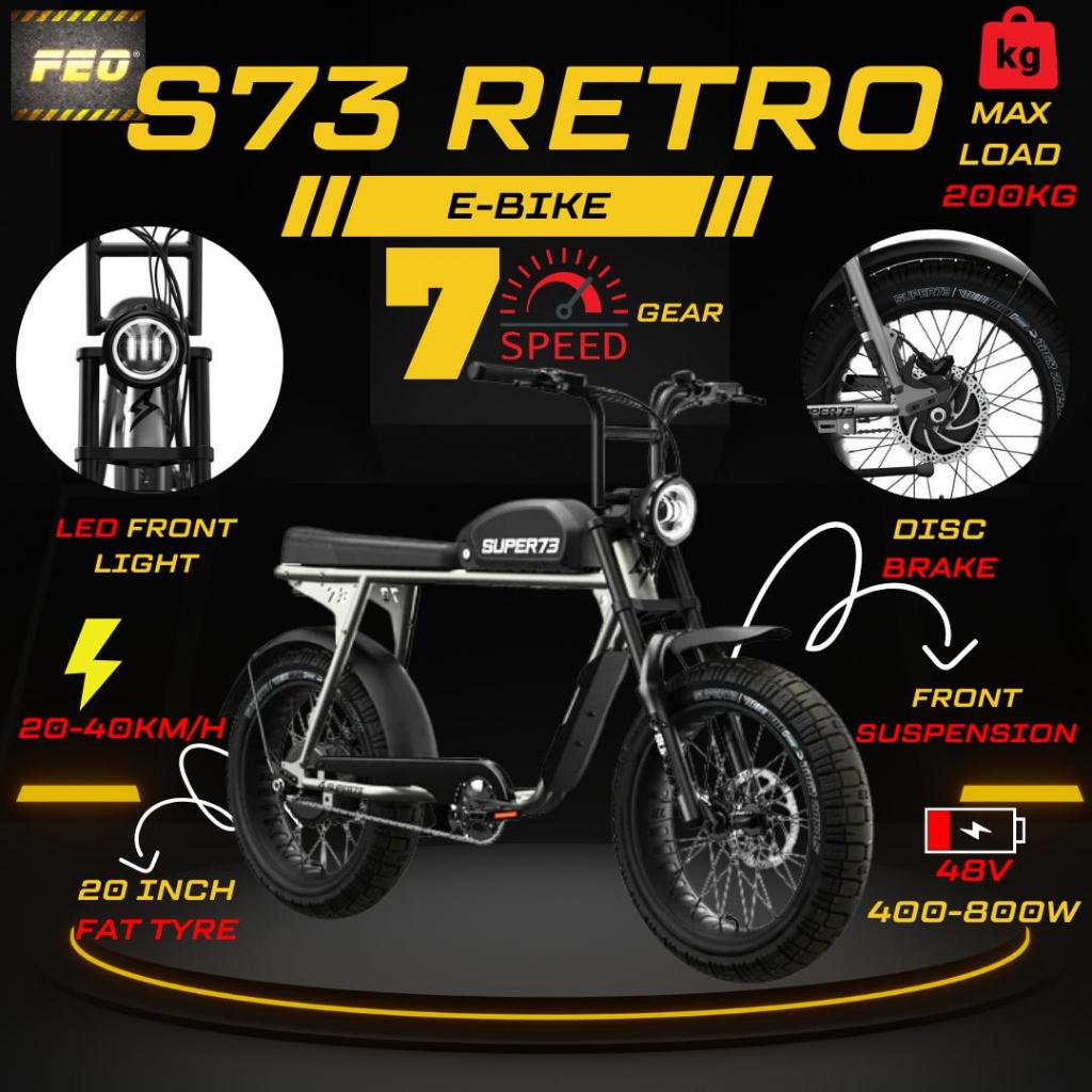 FEO - E-bike Retro S73 Electric Bike 20-40km/h Off Road Bike Fat Tires ...