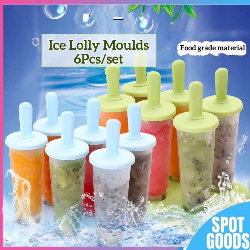 Msia READY!!Ice Lolly Moulds 6 Pack Molds Set Ice Lolly Makers Ice ...
