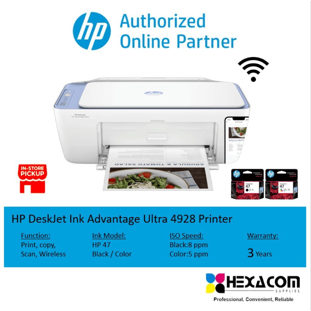 HP DeskJet Ultra 4928 Ink Advantage All-In-One Printer Print/Scan/Copy ...