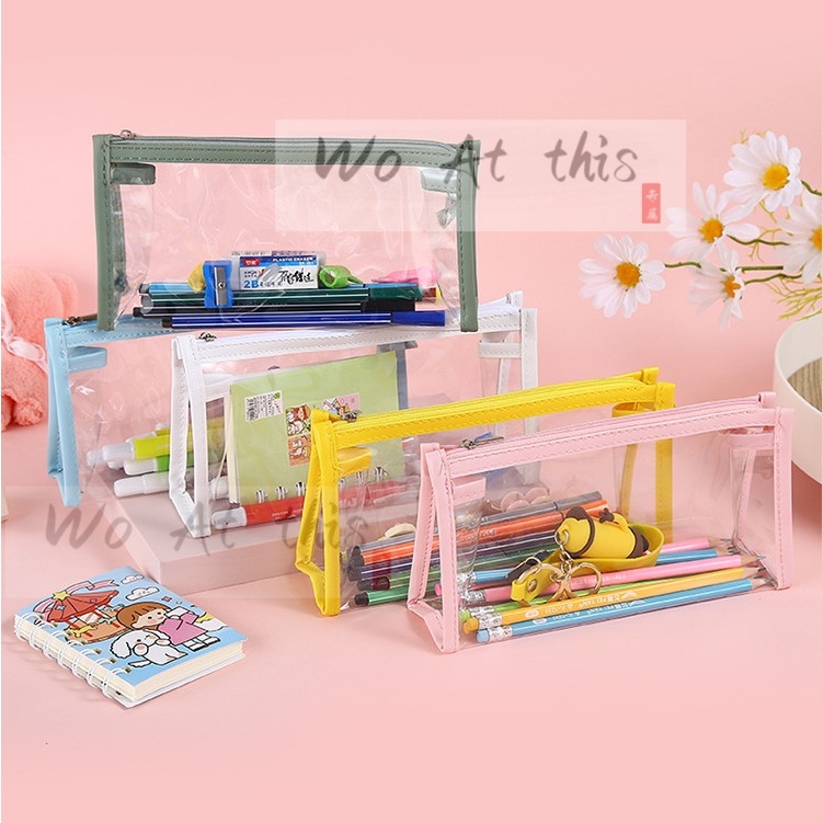 Large Capacity Transparent PVC Pencil Case Student Stationery Storage ...