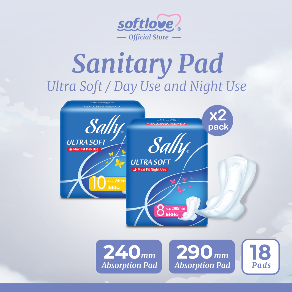 Sally | Sanitary Pad | Ultra Soft - Night Use (29cm) + Day Use (24cm ...