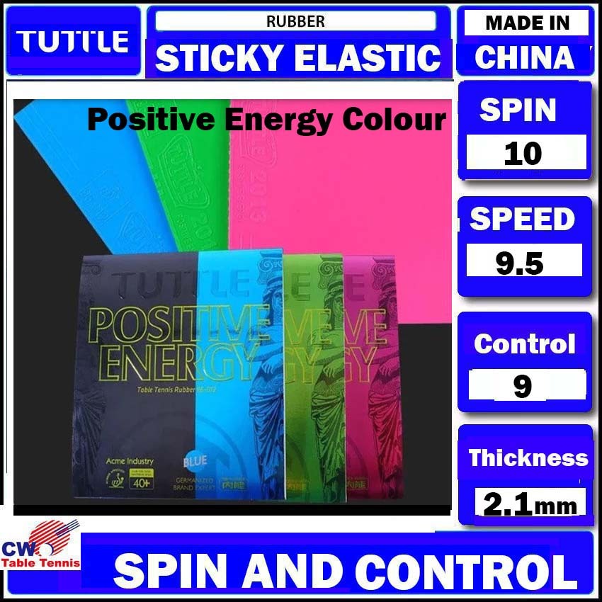 Tuttle Positive Energy Colour SEMI STICKY Table Tennis Rubber Getah ...