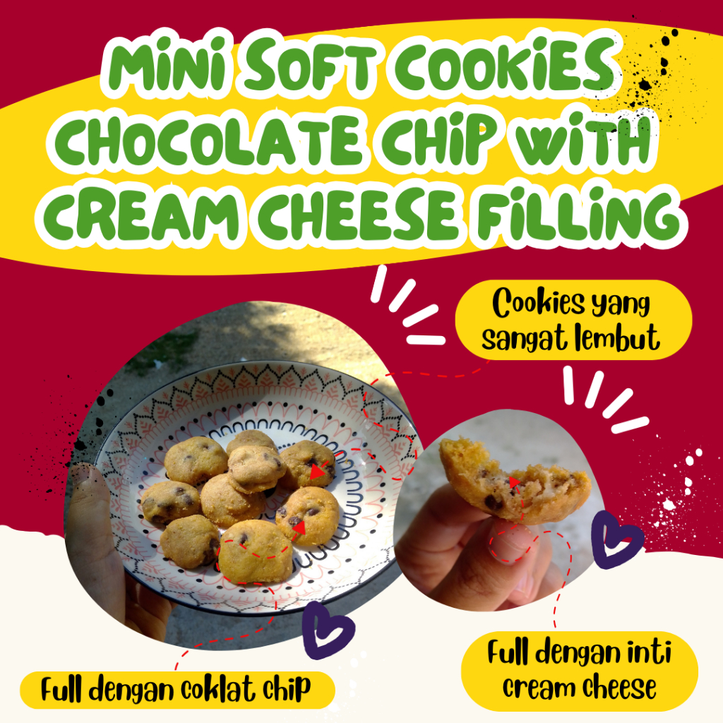 [PAKEJ SINGLE 100G] Mini Soft Cookies Chocolate Chip With Cream Cheese ...