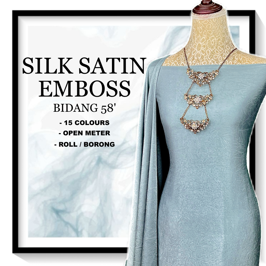 Silk Satin Emboss Kain Pasang Plain Fabric Bidang 60 (0.5m) | Shopee ...