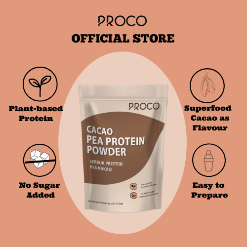 Proco Pea Protein Powder, Cacao | 250g | Zero sweetener | Shopee Malaysia
