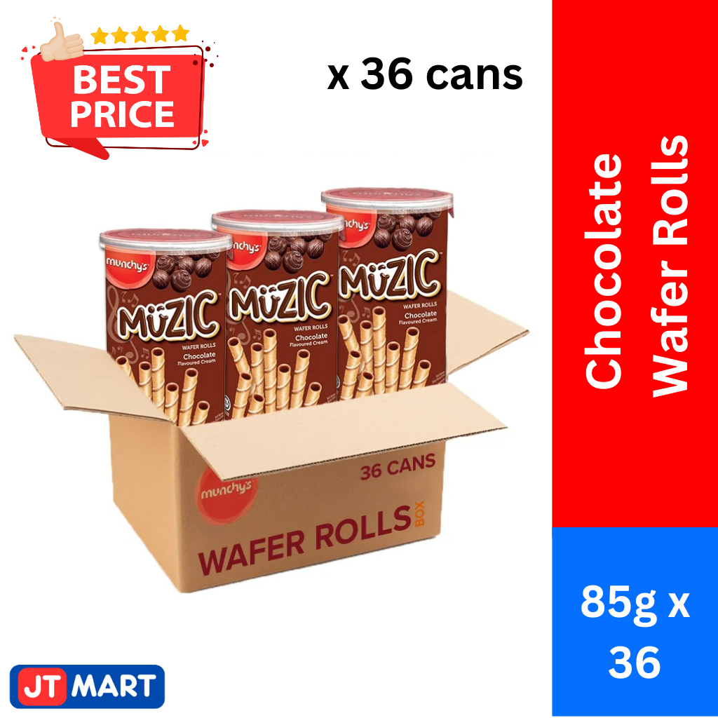 Munchy's Muzic Wafer Rolls Carton - Chocolate (85g x 36) [EXP: 15/05 ...