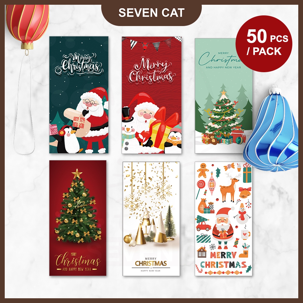 50pcs Merry Christmas Stickers/Flower Pattern/Gift Package Box Decor ...