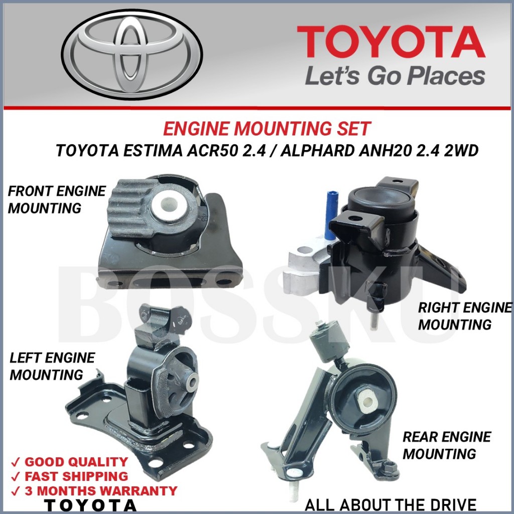 ENGINE MOUNTING KIT 1SET 4PCS- TOYOTA ESTIMA ACR50 2.4 2006-2016 ...