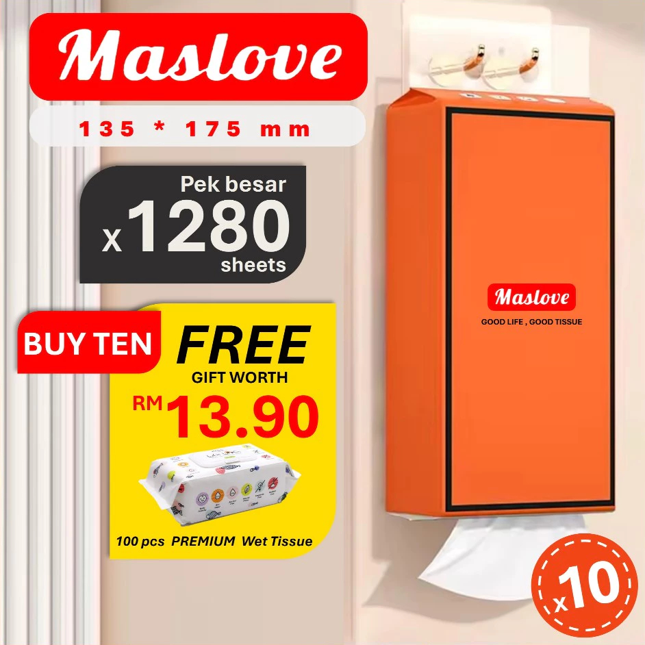[Shopee Choice] MasLove Premium Hanging Tissue [10Packs/ *12,800 Sheets*] FREE Baby Wet Tissue ...