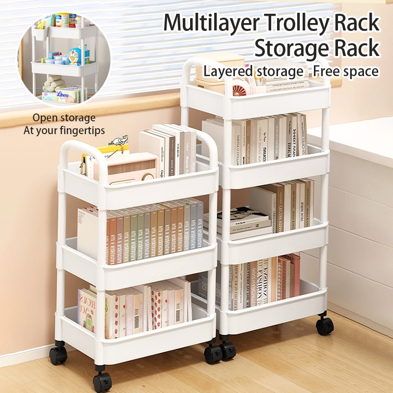 2/3/4/5 Layer Trolley Cart Organizer Storage Shelf on Wheels for Room ...